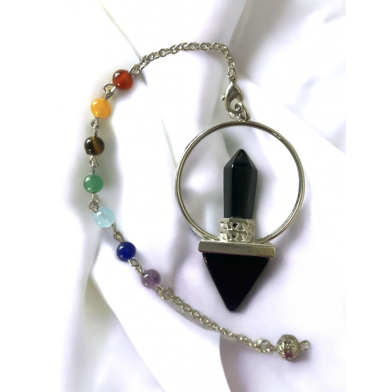 Pendulum 7 Chakras Pyramid, Natural stone